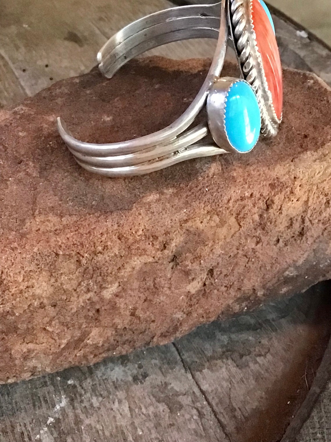 Adam Baca Spiny Oyster and Sleeping Beauty Turquoise Cuff - Etsy