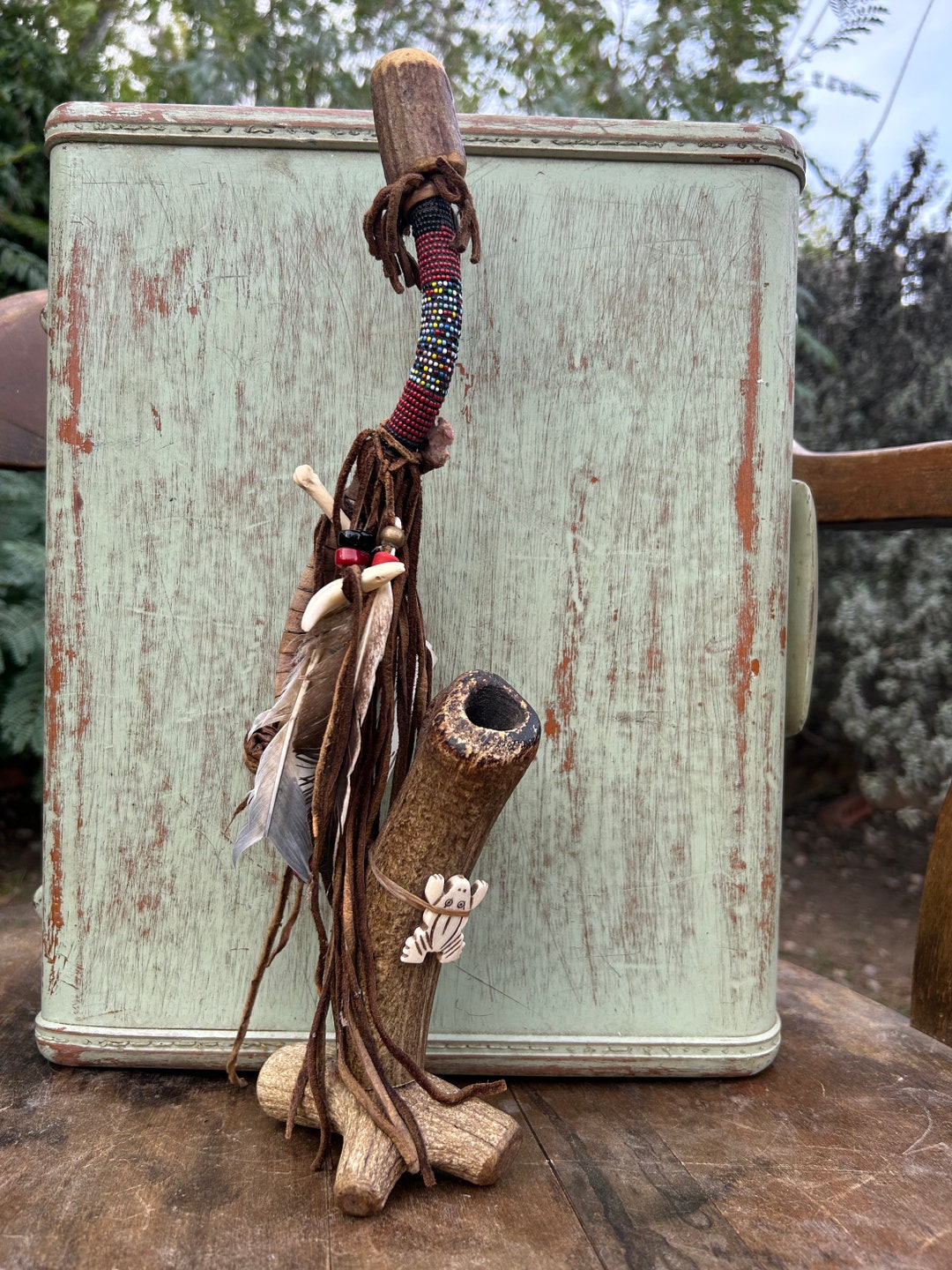 Standing Ceremony Pipe Made With Antler Bone - Etsy