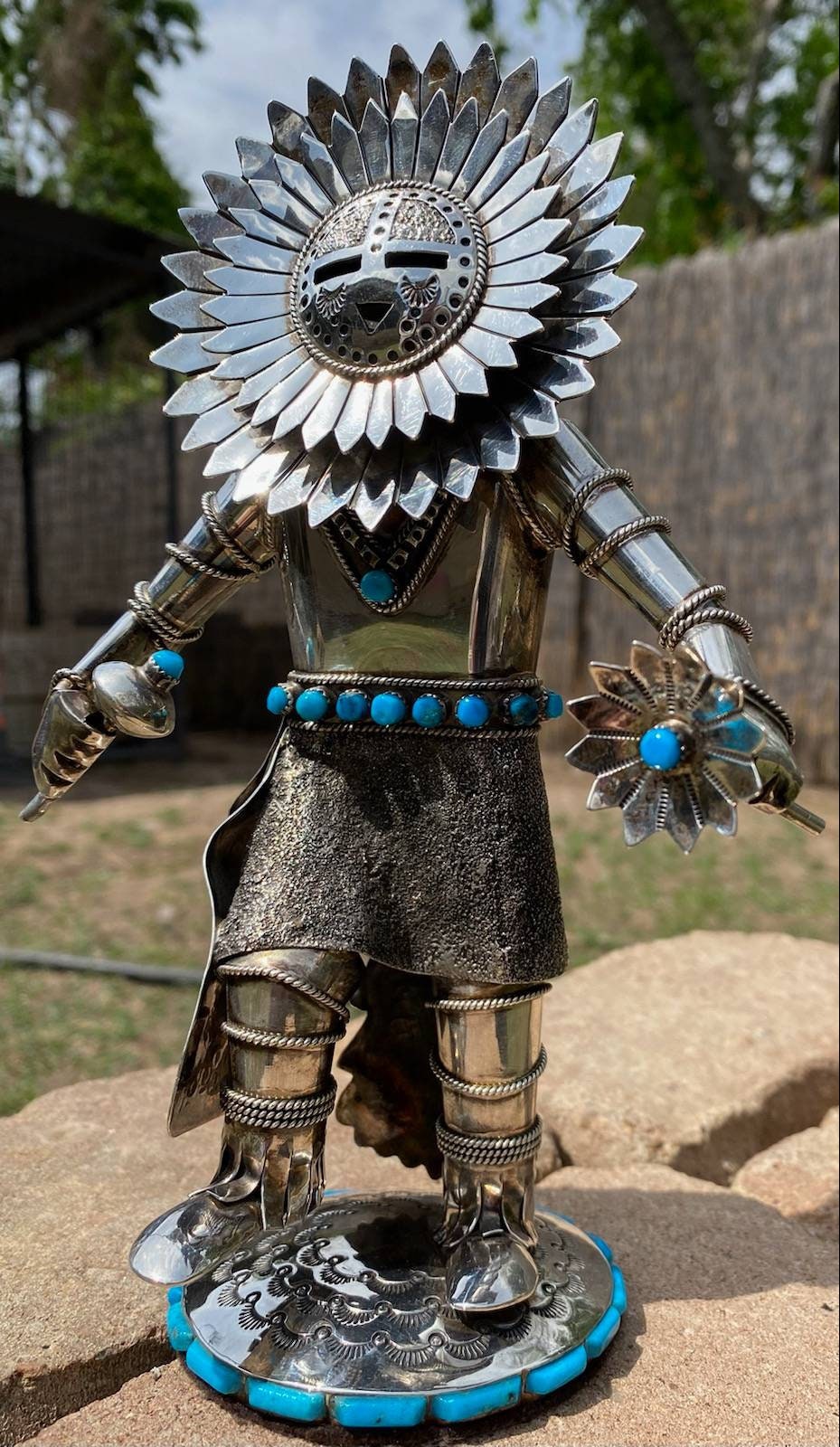 Vintage Navajo Sterling Silver & Turquoise Sunface Kachina - Etsy