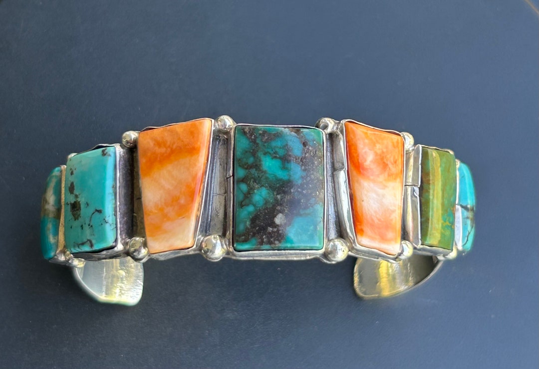 Vintage Navajo Retro Spiny Oyster and Turquoise Bracelet - Etsy