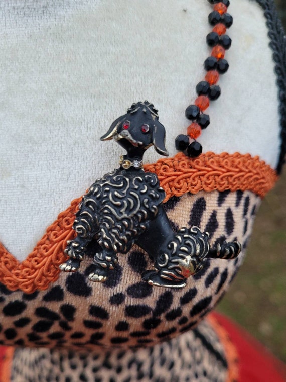 Vintage black poodle brooch - Gem