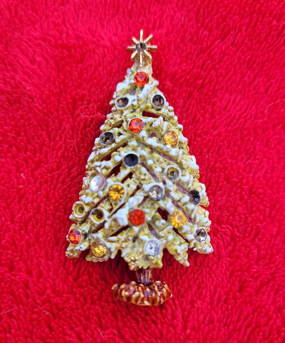 Vintage christmas tree brooch - Gem