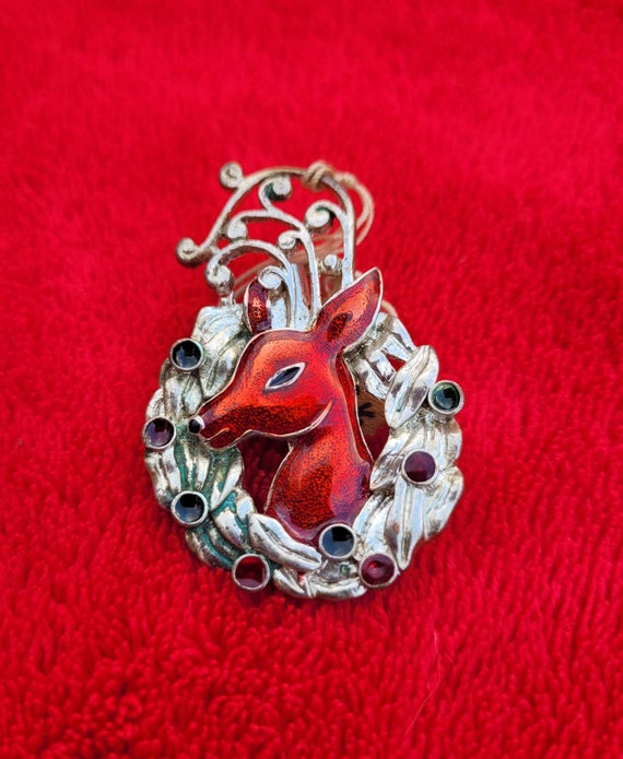 silver reindeer brooch - Gem