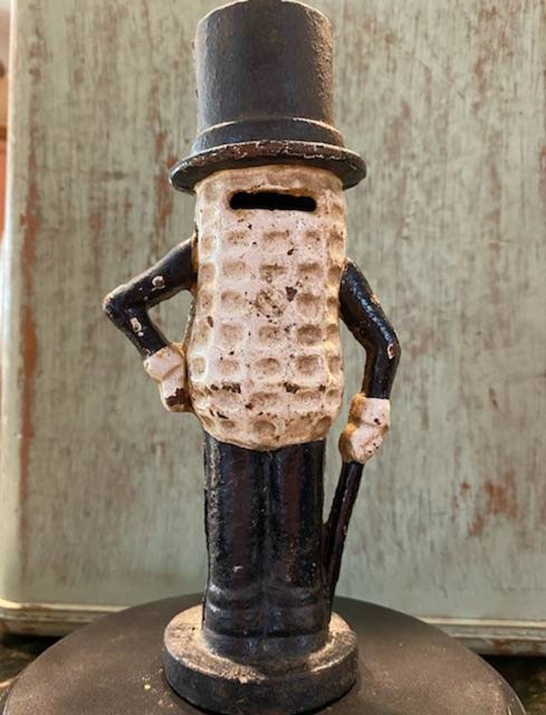 Vintage Cast Iron Mr. Peanut Coin Bank - Etsy