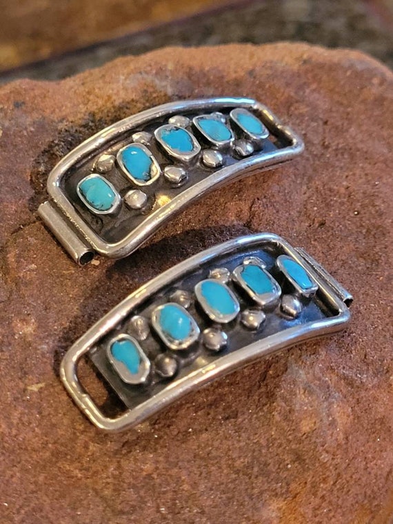 Vintage Zuni 10 Stone Turquoise Inlay Watch Tips | Etsy