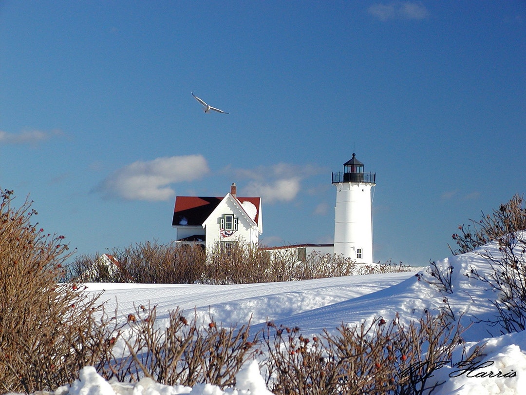 Nubbles Lighthouse During the Winter - Etsy