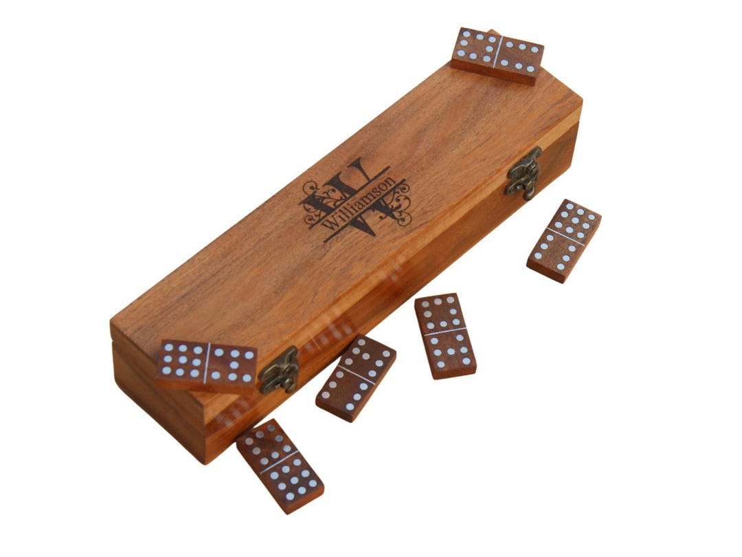 Personalized Acacia Wood Dominoes Set, Custom Engraved Box - Etsy