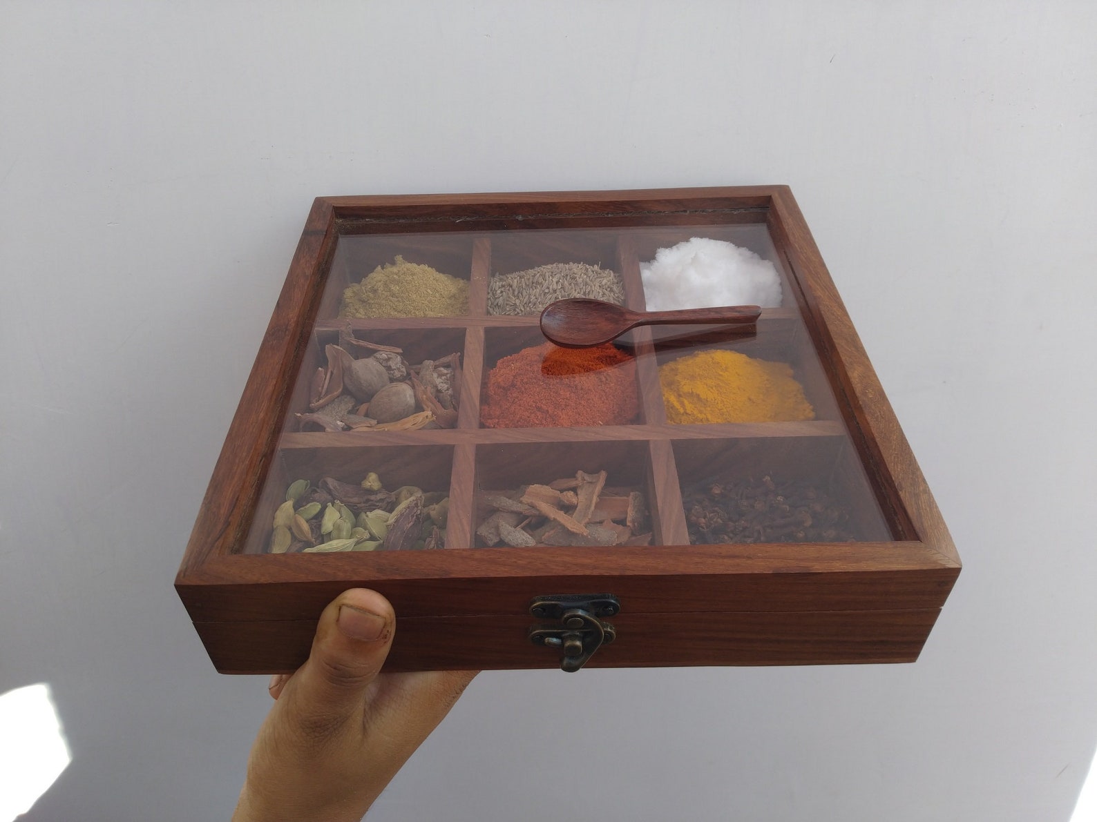Wooden Spice Box Wooden Spice Organizer Wooden Box for - Etsy