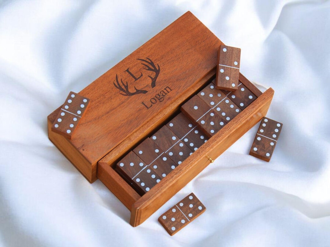 Custom Double 6 Dominoes , Personalized Name Engraved Wooden Domino ...