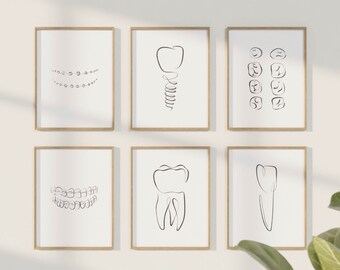 Tooth Modern Art teeth Minimalistic Artdental Prints Dental - Etsy