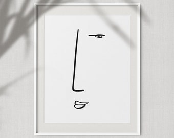 Figurative Abstract Face Line Art Minimalist Painting | Etsy