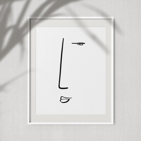 Simple Abstract Face Art Print Minimalist Face Figure | Etsy