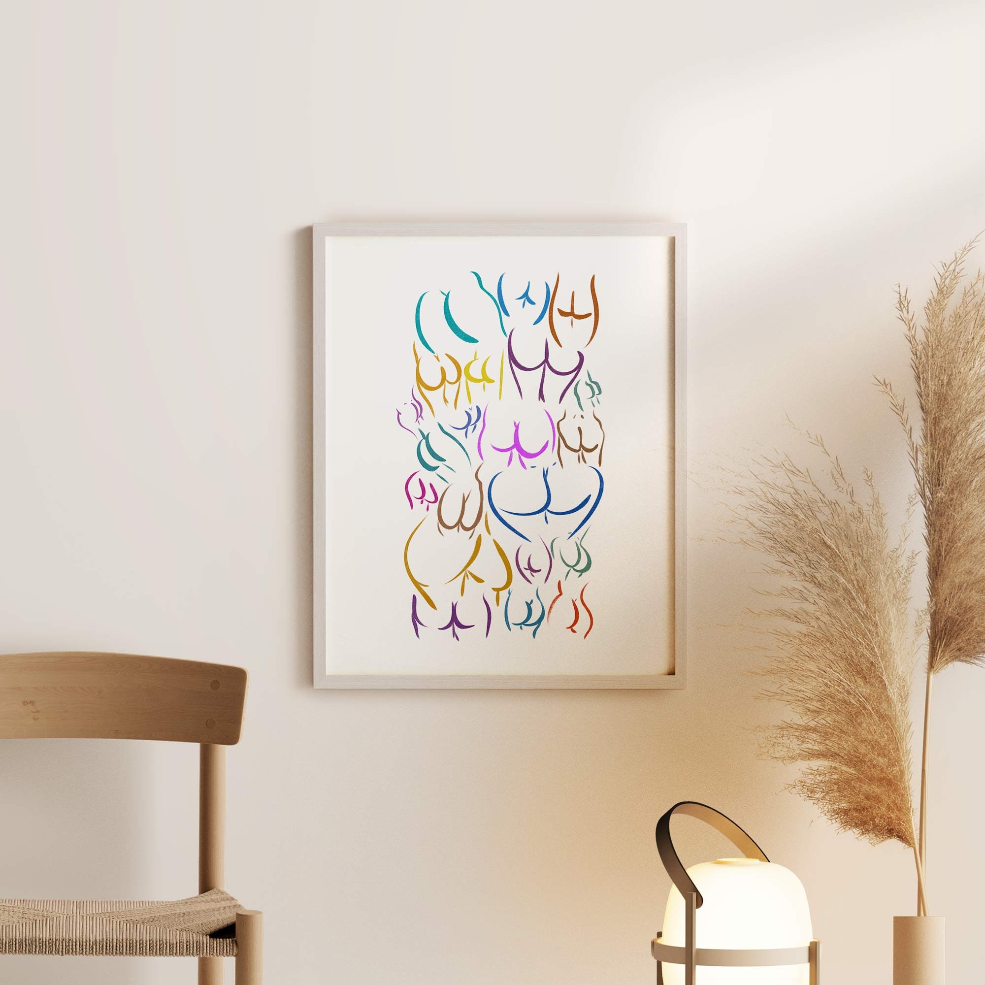 Colorful Nice Bum Body Art Nude Line Art Drawings Female - Etsy