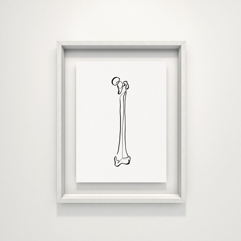 Abstract Femur Bone Art Print, One Line Anatomy Art, Medical Printable ...