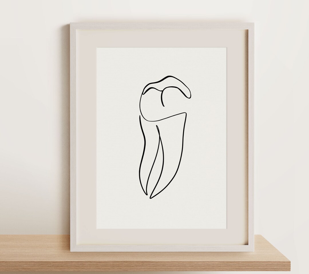Tooth Line Art, Molar Printable Wall Art, Abstract One Line Dental Art ...