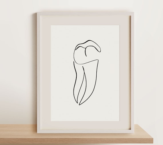 Tooth Line Art Molar Printable Wall Art Abstract One Line - Etsy
