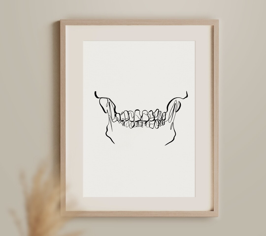 Abstract One Line Teeth Illustration, Dental Printable Wall Art ...
