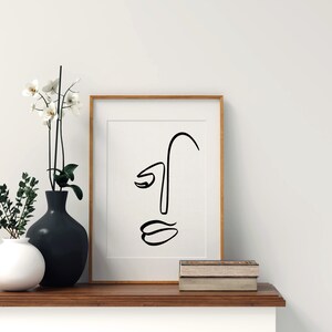 Abstract Black Line Face Print, Face Figure Line Art, Minimalist Woman ...