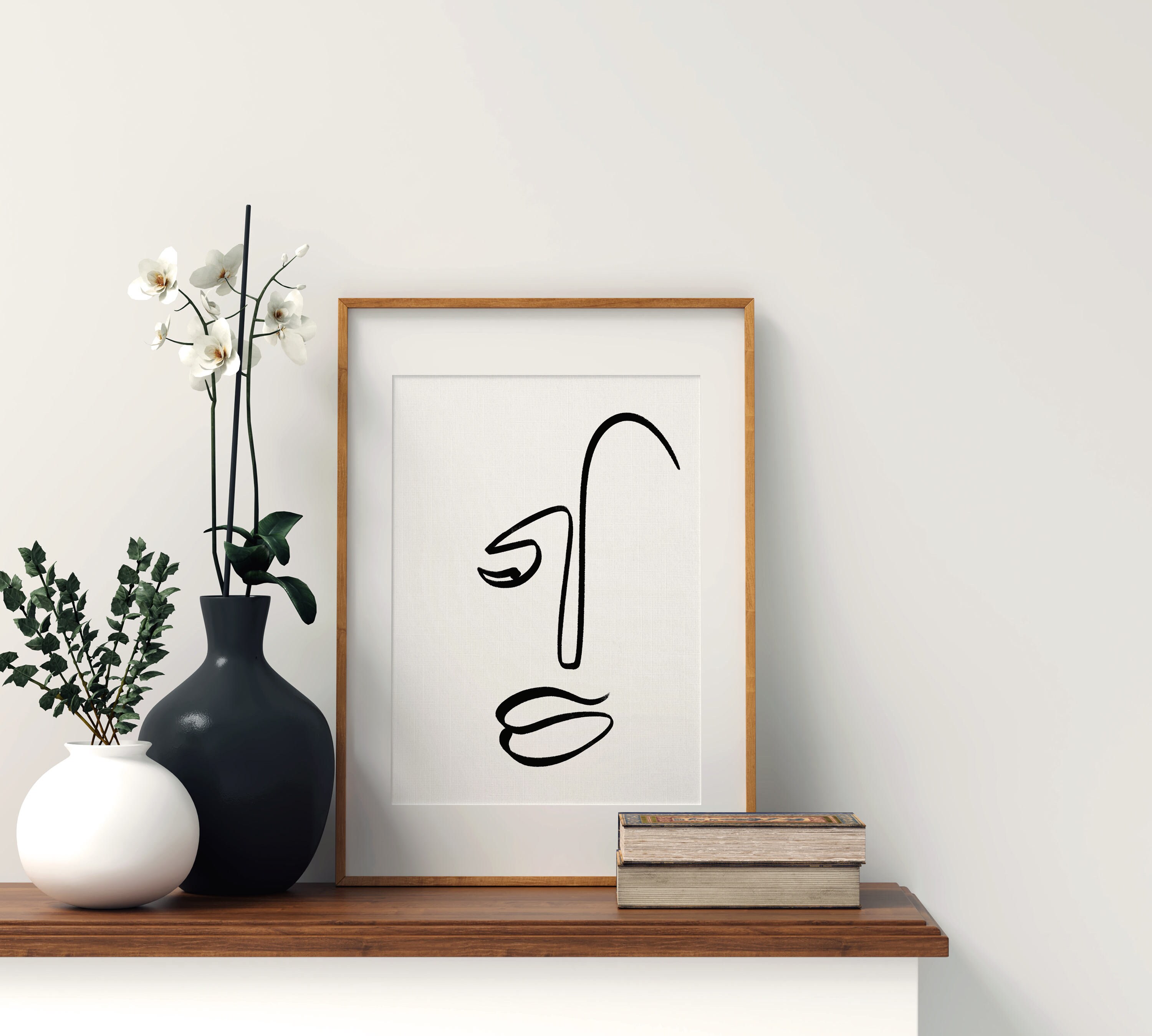 Abstract Black Line Face Print Face Figure Line Art | Etsy