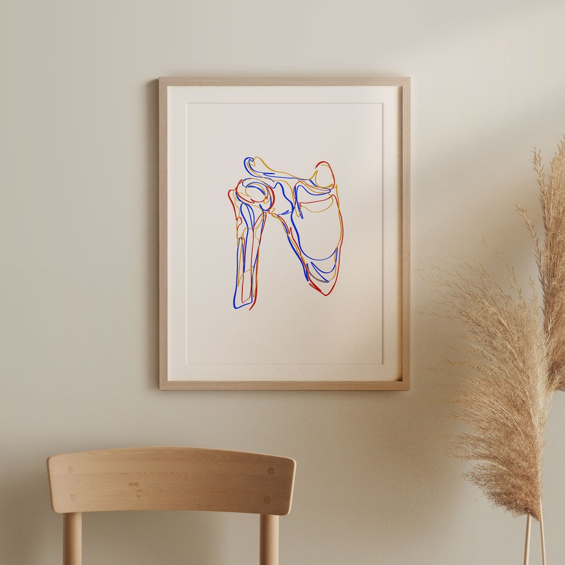 Abstract Scapula Illustration, Human Bone Line Painting, Anatomy ...