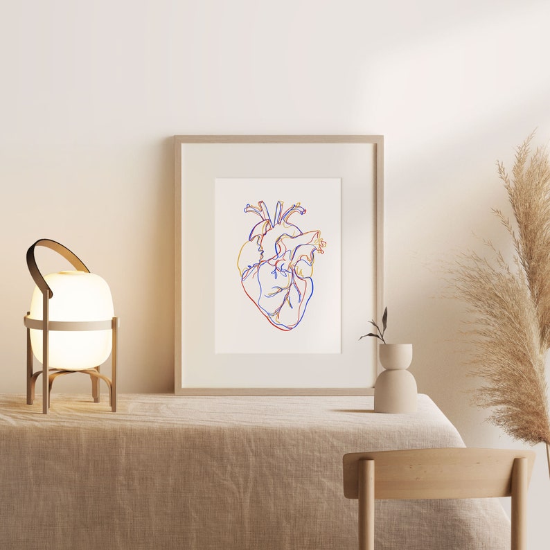 Anatomical Heart Line Painting Anatomy Printable Wall Art - Etsy