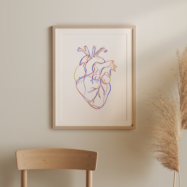 Anatomical Heart Line Painting Anatomy Printable Wall Art - Etsy