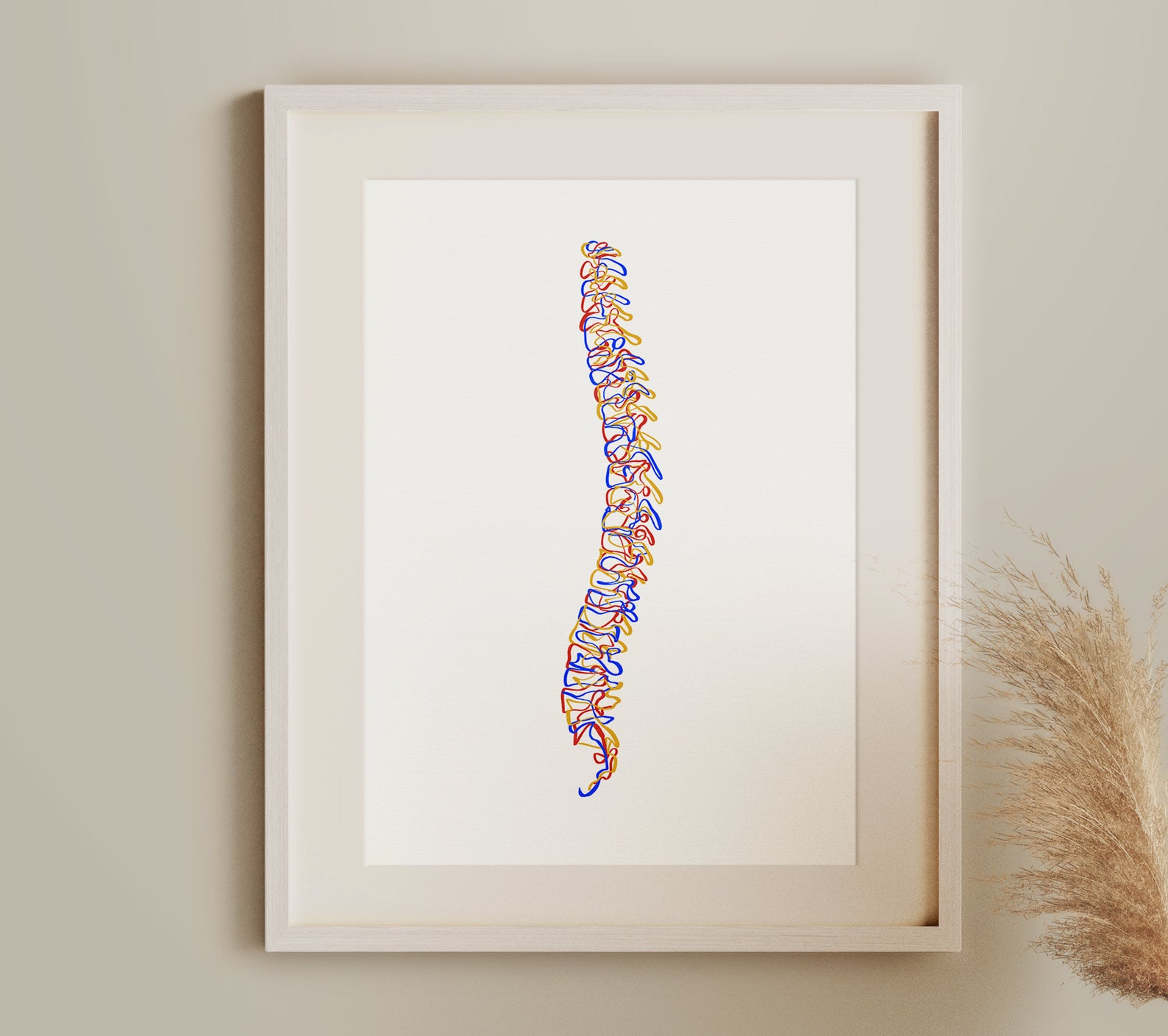 Abstract Spine Line Painting, Minimalist Spinal Cord Wall Art, Human ...