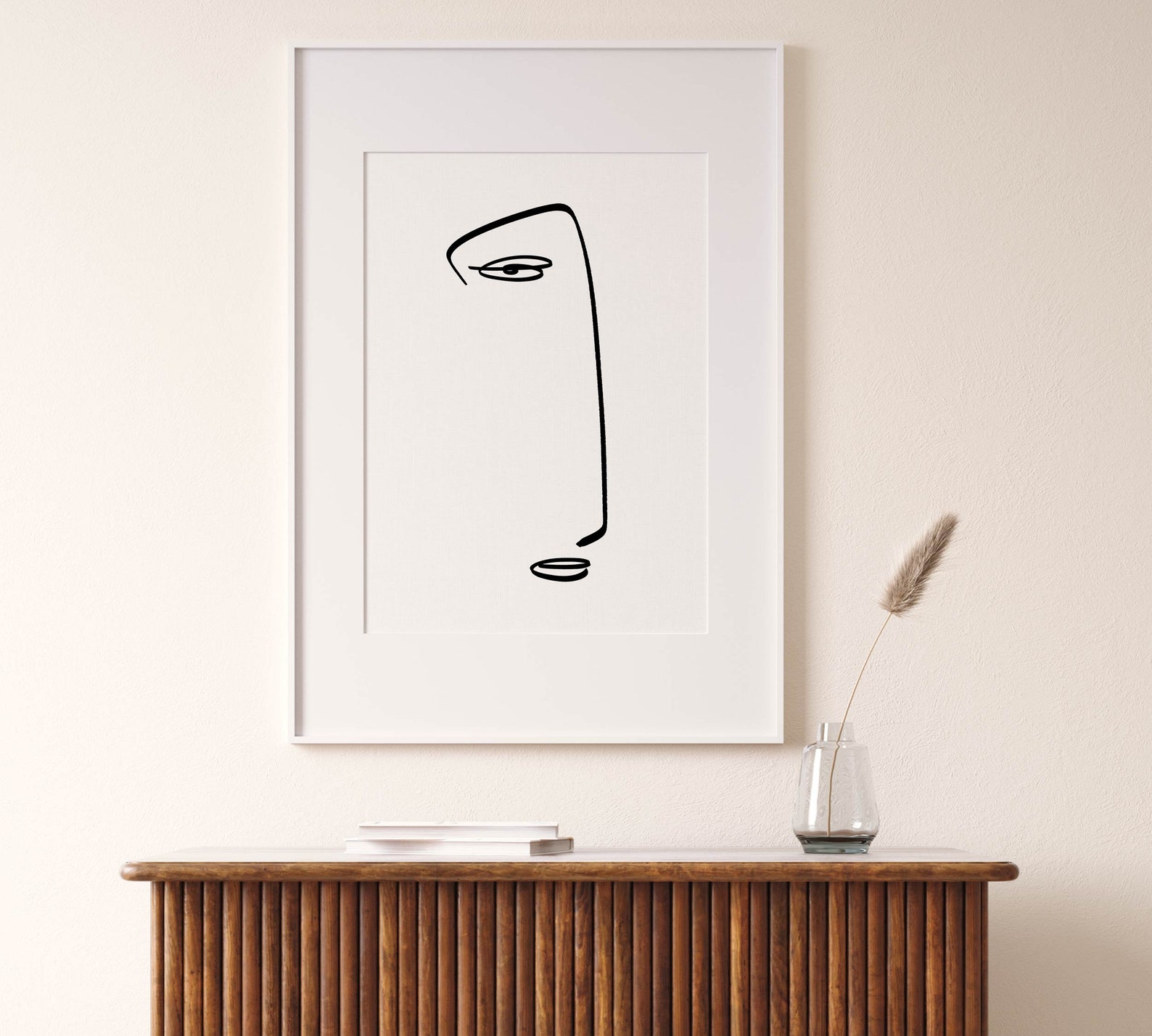 Minimalist Abstract Face Artwork, Simple Face Figure Drawing, Modern ...