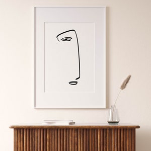 Minimalist Abstract Face Artwork, Simple Face Figure Drawing, Modern ...