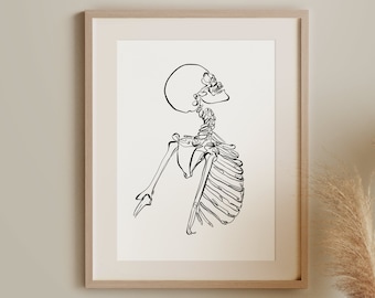 Human Skeleton Line Art Abstract Anatomy Painting Medical | Etsy