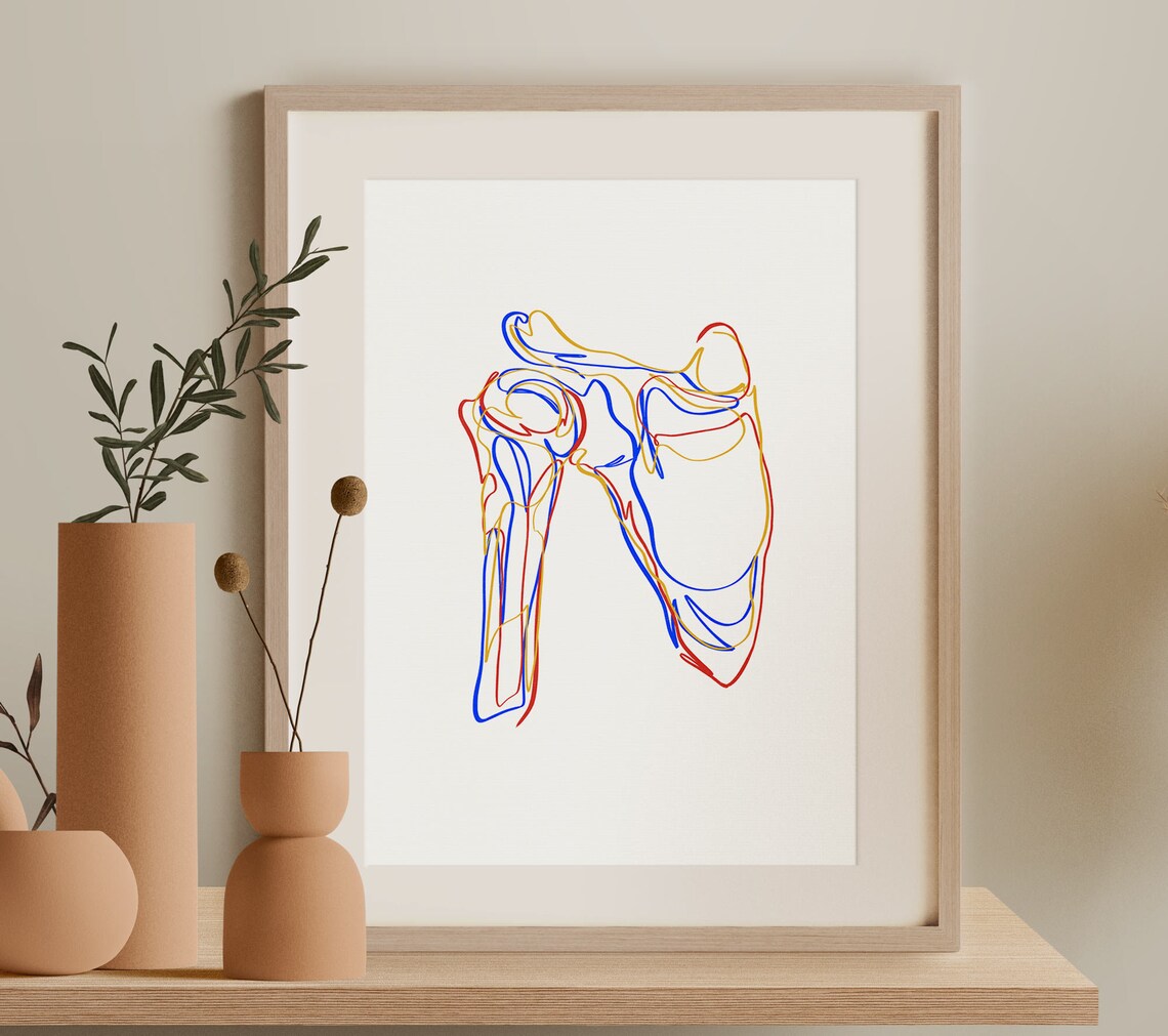Abstract Scapula Illustration Human Bone Line Painting - Etsy
