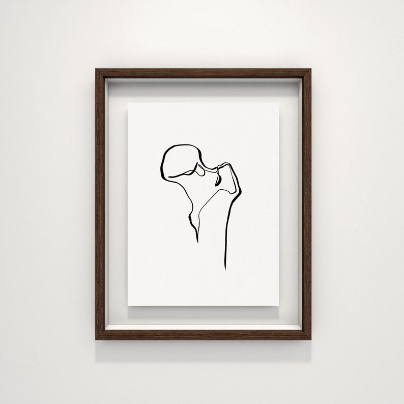 One Line Femur Art Print, Bone Line Art, Printable Anatomy Wall Art ...