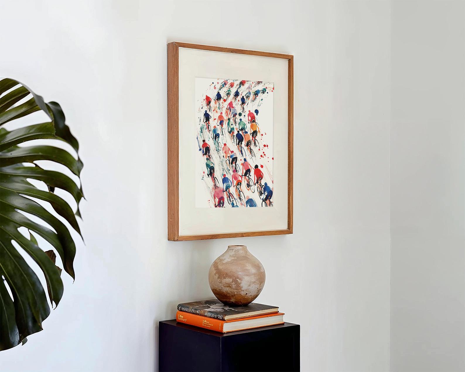 Bicycle Watercolor Painting, Cyclist Art, Abstract Peloton Art Print ...