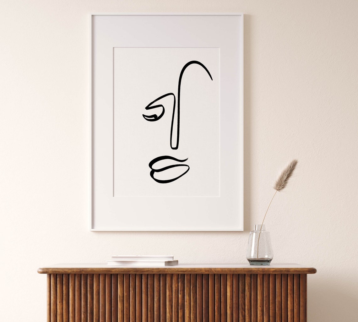 Abstract Black Line Face Print Face Figure Line Art | Etsy
