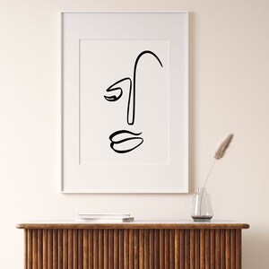 Abstract Black Line Face Print, Face Figure Line Art, Minimalist Woman ...
