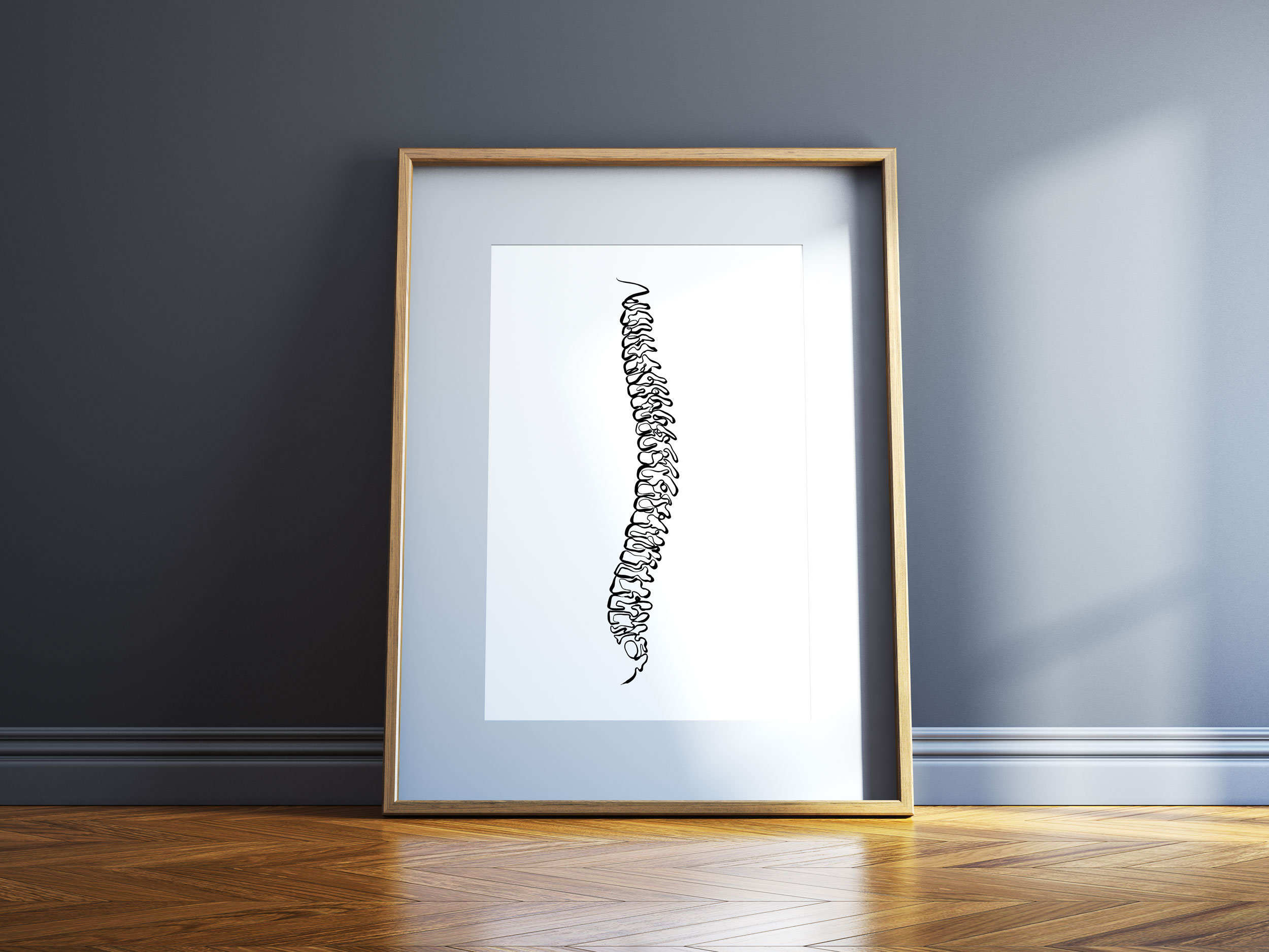 Abstract Spine Line Painting, One Line Spinal Art Print, Chiropractic ...