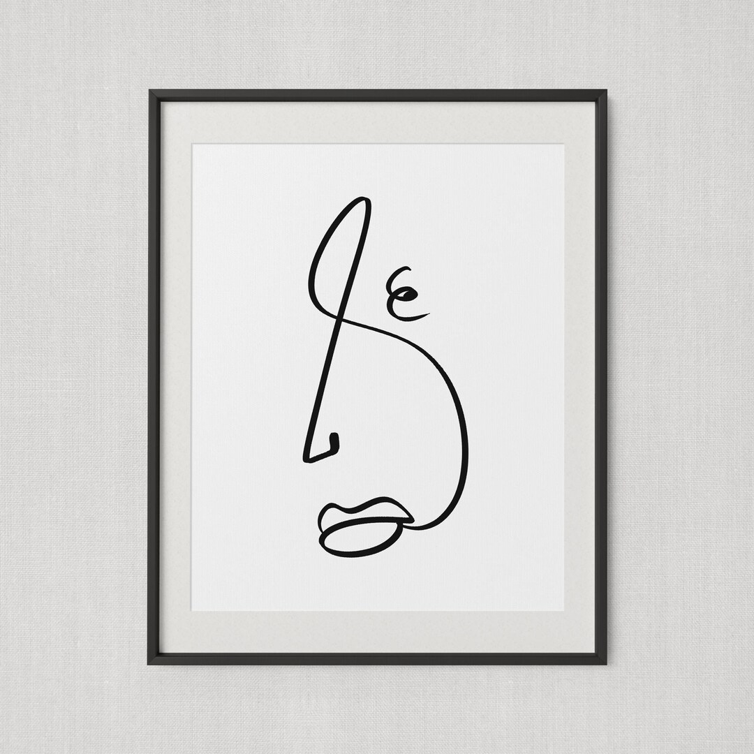 Face Line Art Illustration, Abstract Face Figure Printable, Minimalist ...