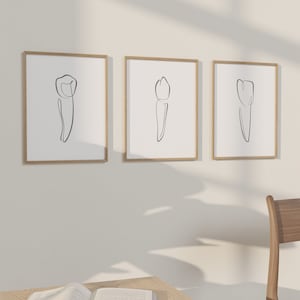 6 Dental Art Prints, Dentistry Wall Art, Tooth Poster Set, Teeth Line ...