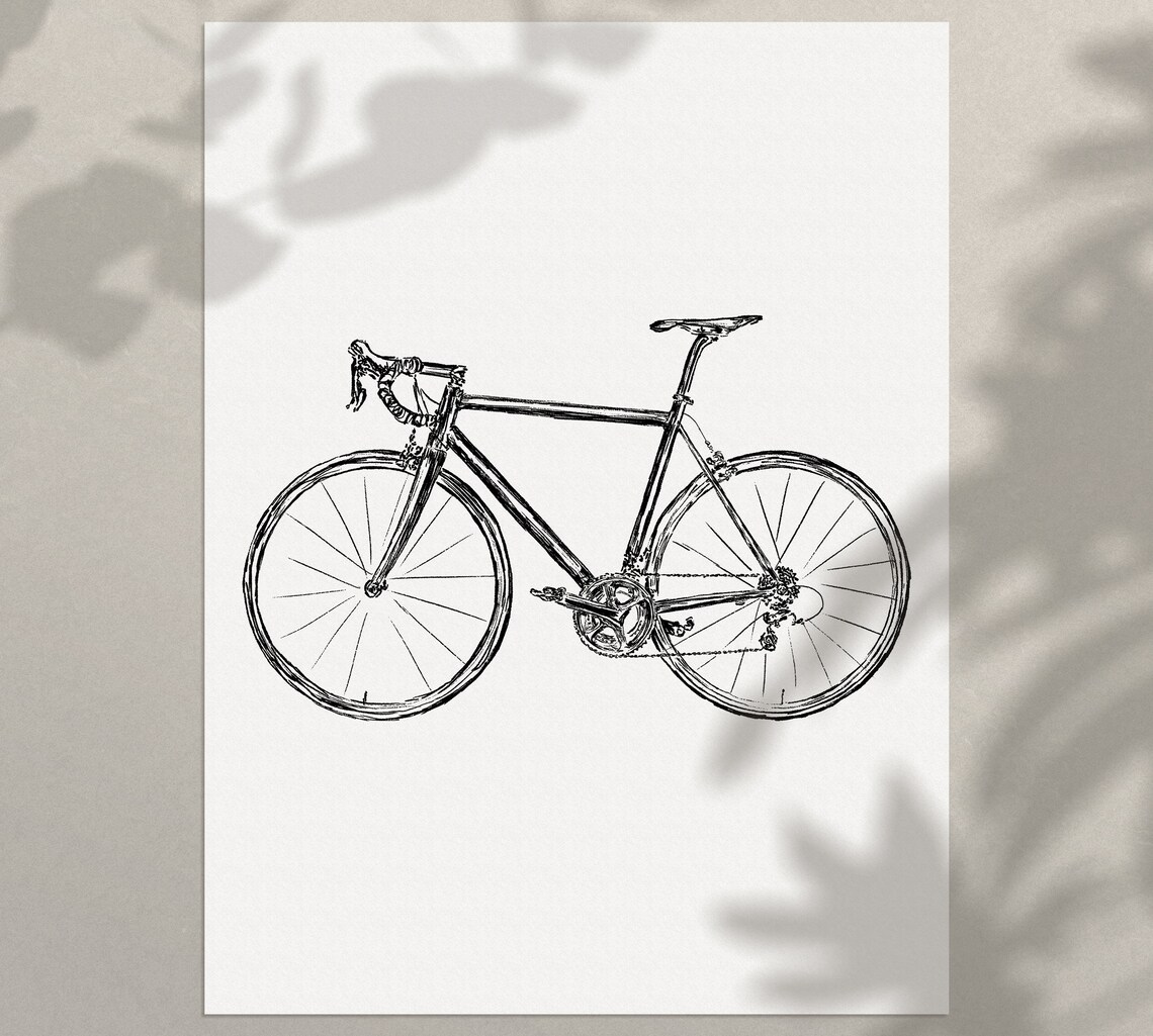 Bicycle Printable Art Poster Bike Pen Drawing Minimalist | Etsy