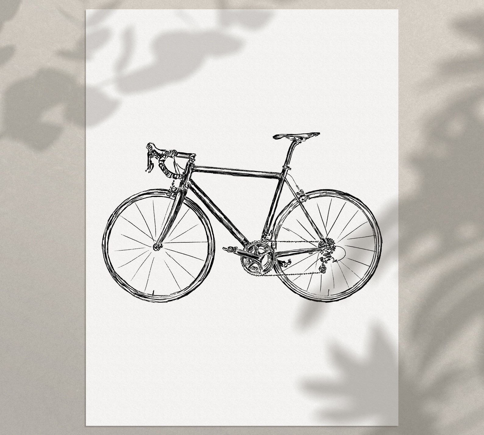 Bicycle Printable Art Poster Bike Pen Drawing Minimalist | Etsy