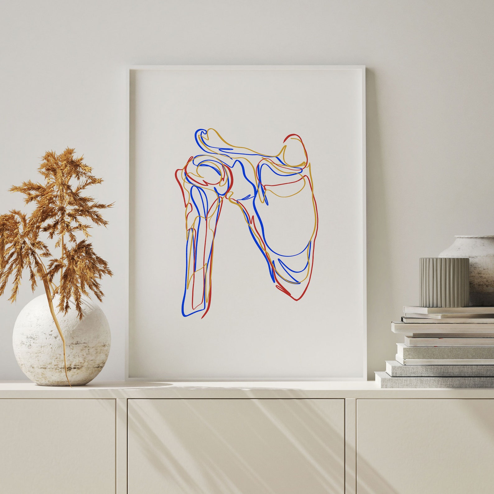 Abstract Scapula Illustration, Human Bone Line Painting, Anatomy ...