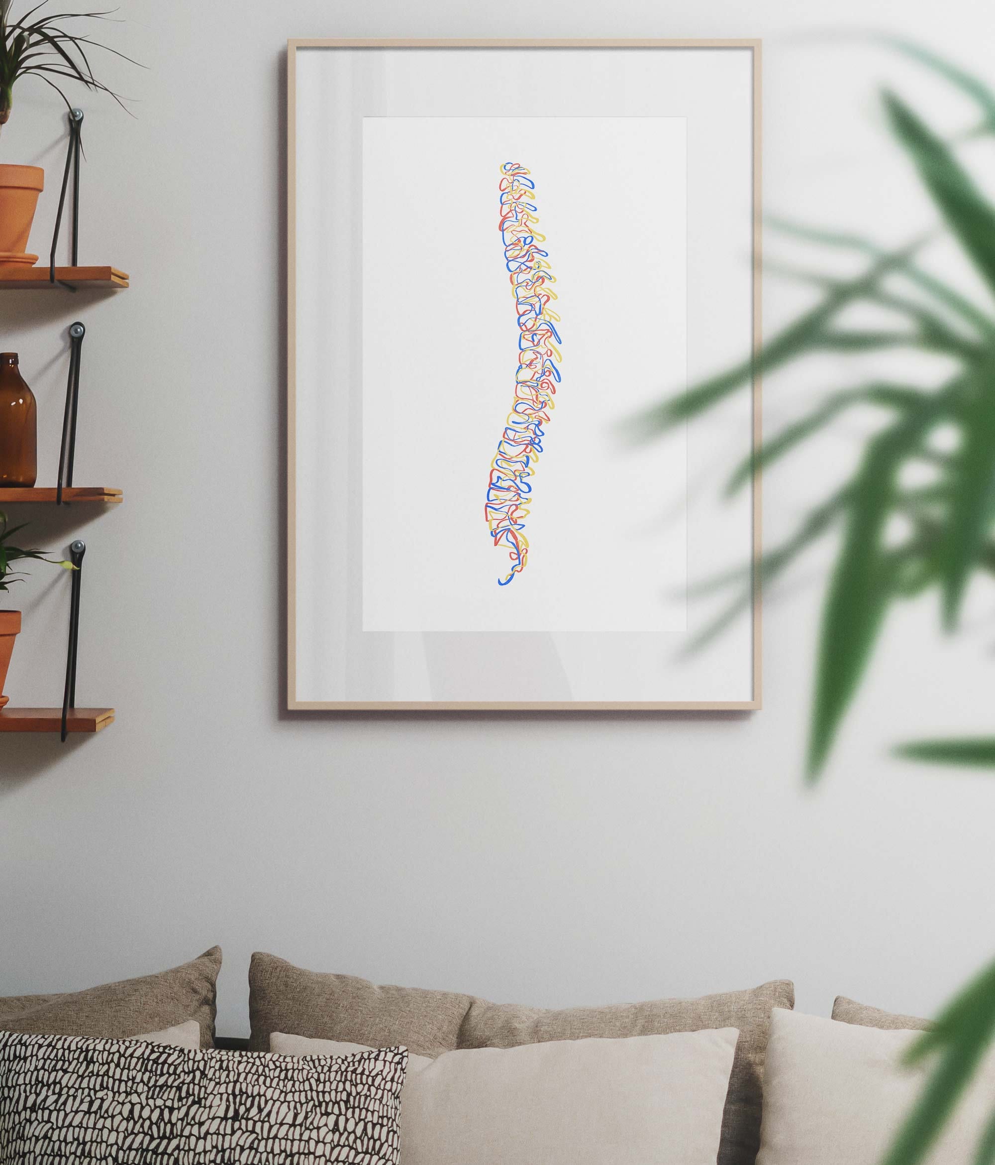 Abstract Spine Line Painting Minimalist Spinal Cord Wall Art | Etsy