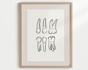 Dentist Abstract Dental Artwork One Line Teeth Drawing - Etsy