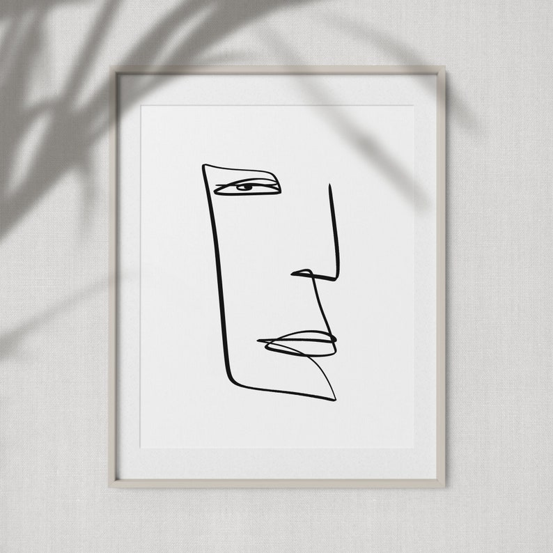 Abstract One Line Face, Minimalistische Face Art Print, Schets figuur ...