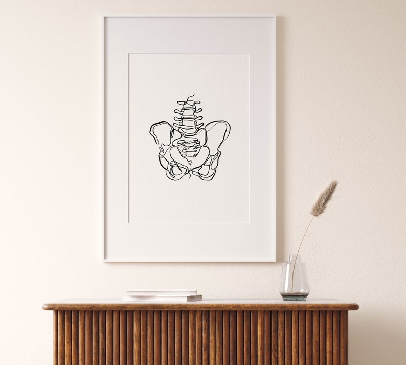 Abstract Pelvis Line Painting, One Line Bone Illustration, Chiropractic ...