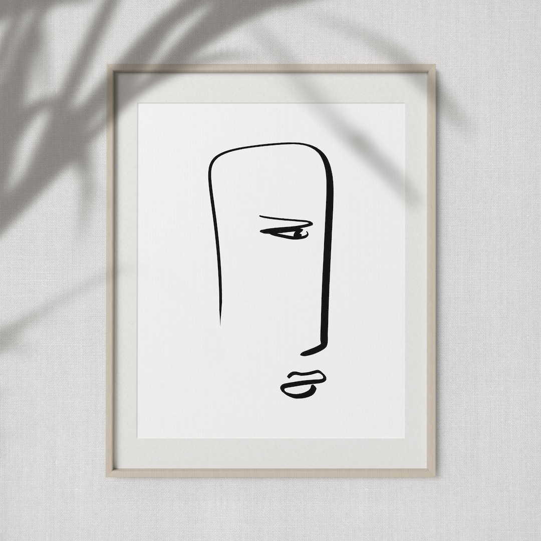 Abstract Face Wall Art, Minimalist Simple Printable Art, Face Sketch ...