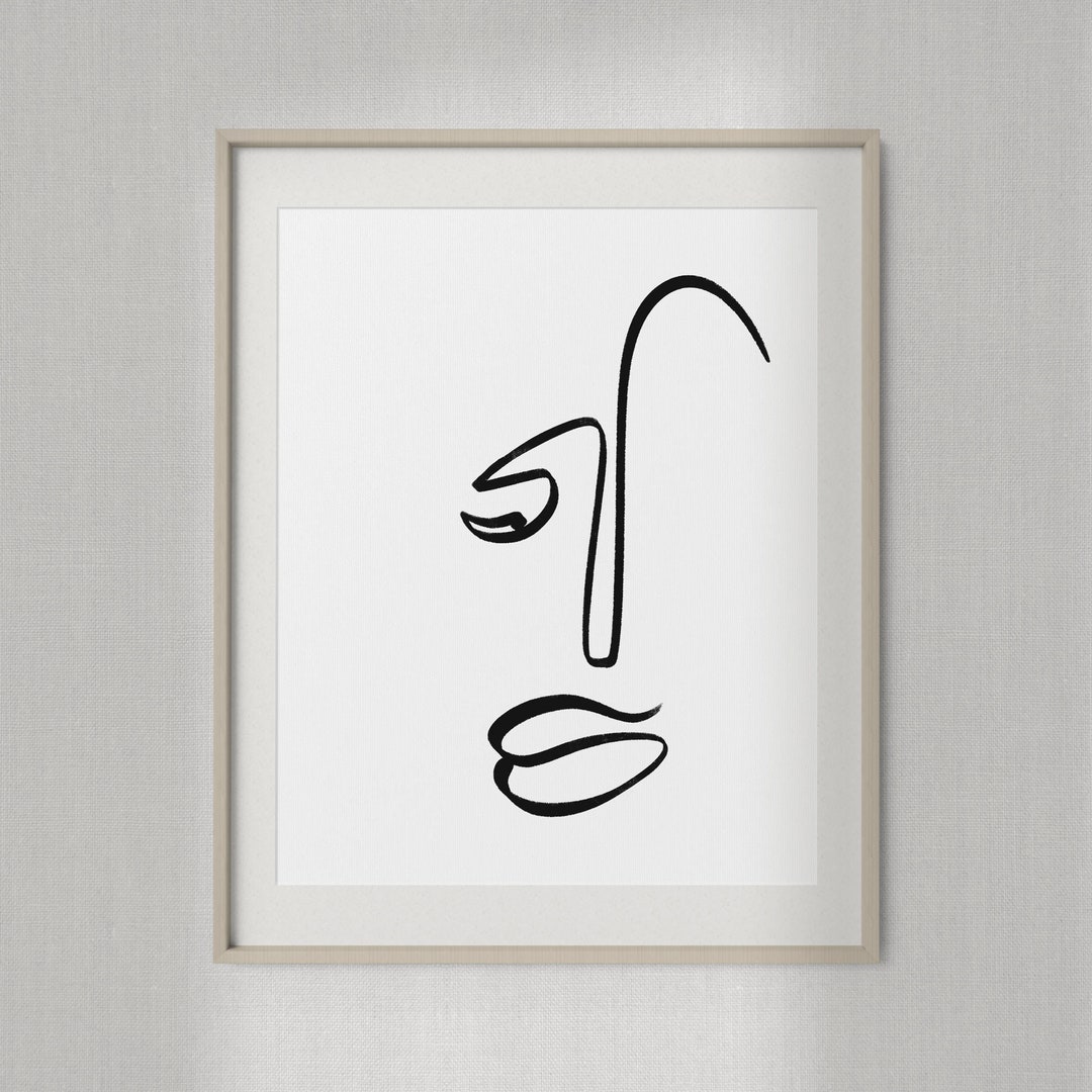 Abstract Black Line Face Print, Face Figure Line Art, Minimalist Woman ...