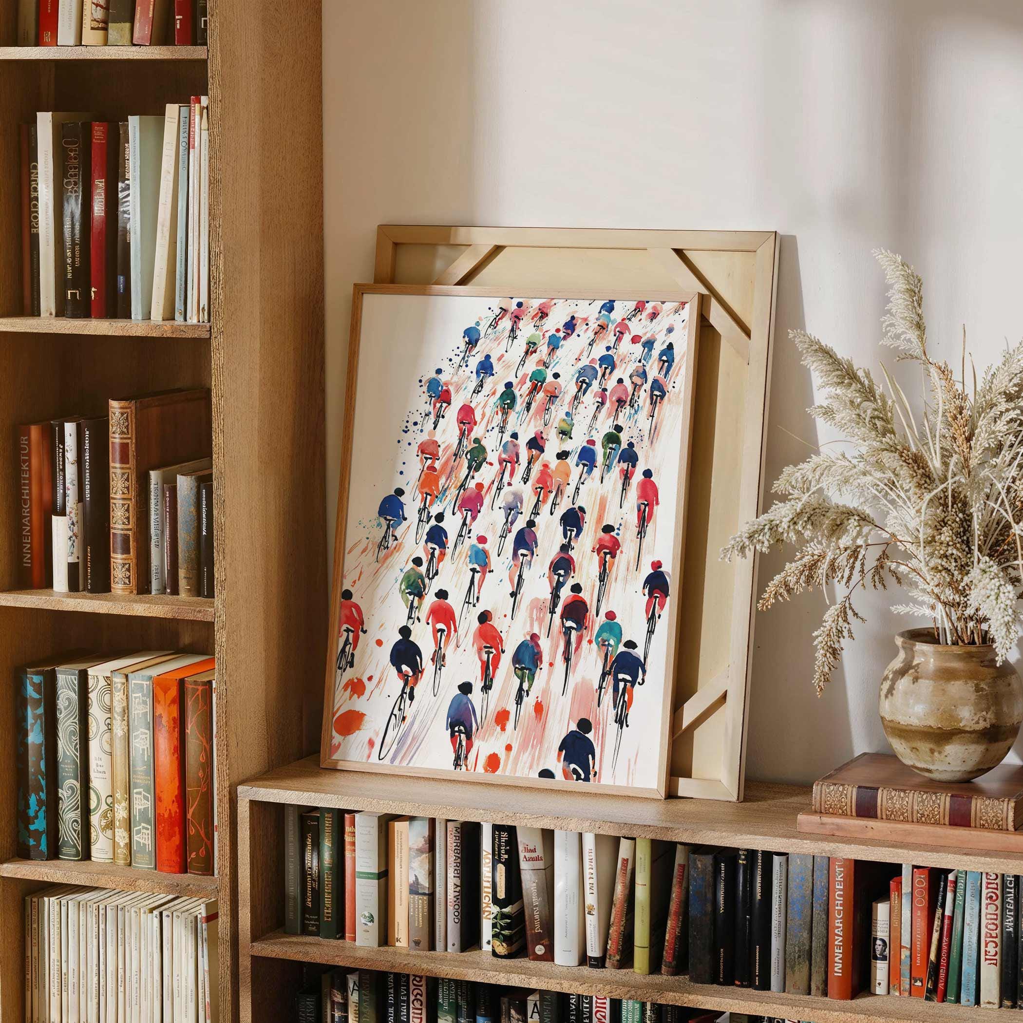 Abstract Bicycle Wall Art, Colorful Cycling Watercolor Painting ...