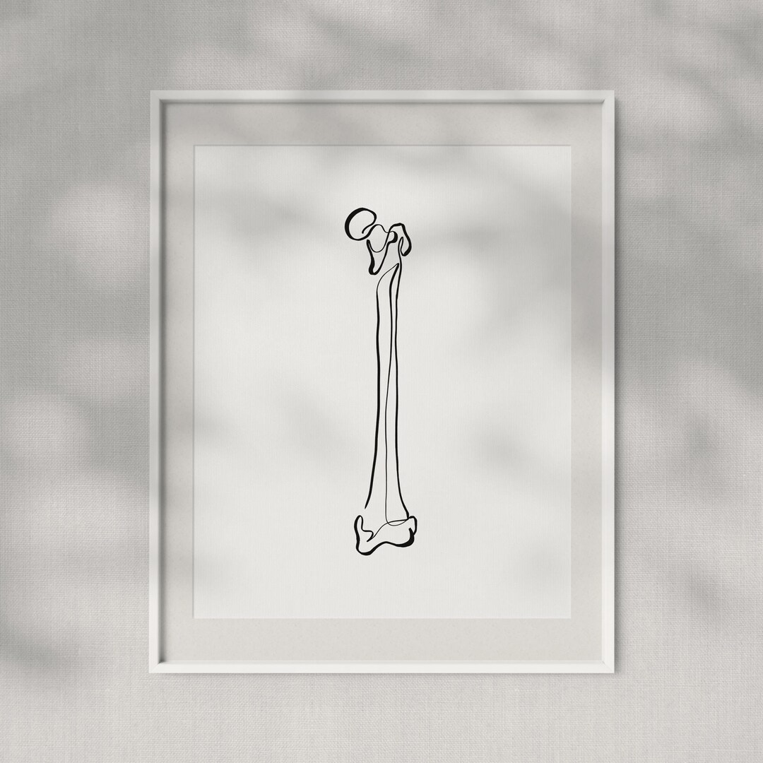 Abstract Femur Bone Art Print, One Line Anatomy Art, Medical Printable ...
