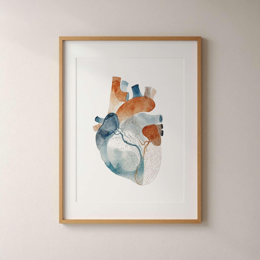 Anatomical Heart Wall Art Print Anatomy Abstract Watercolor ...